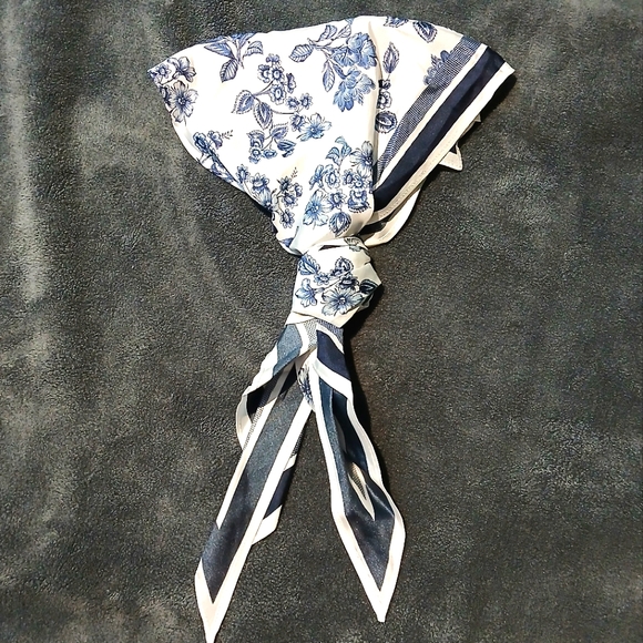 Ann Taylor | Accessories | Ann Taylor Silk Scarf Blue White Floral ...